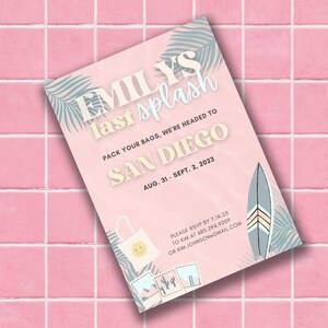 Last Splash Pool Party Palm Bachelorette Invite and Itinerary ...
