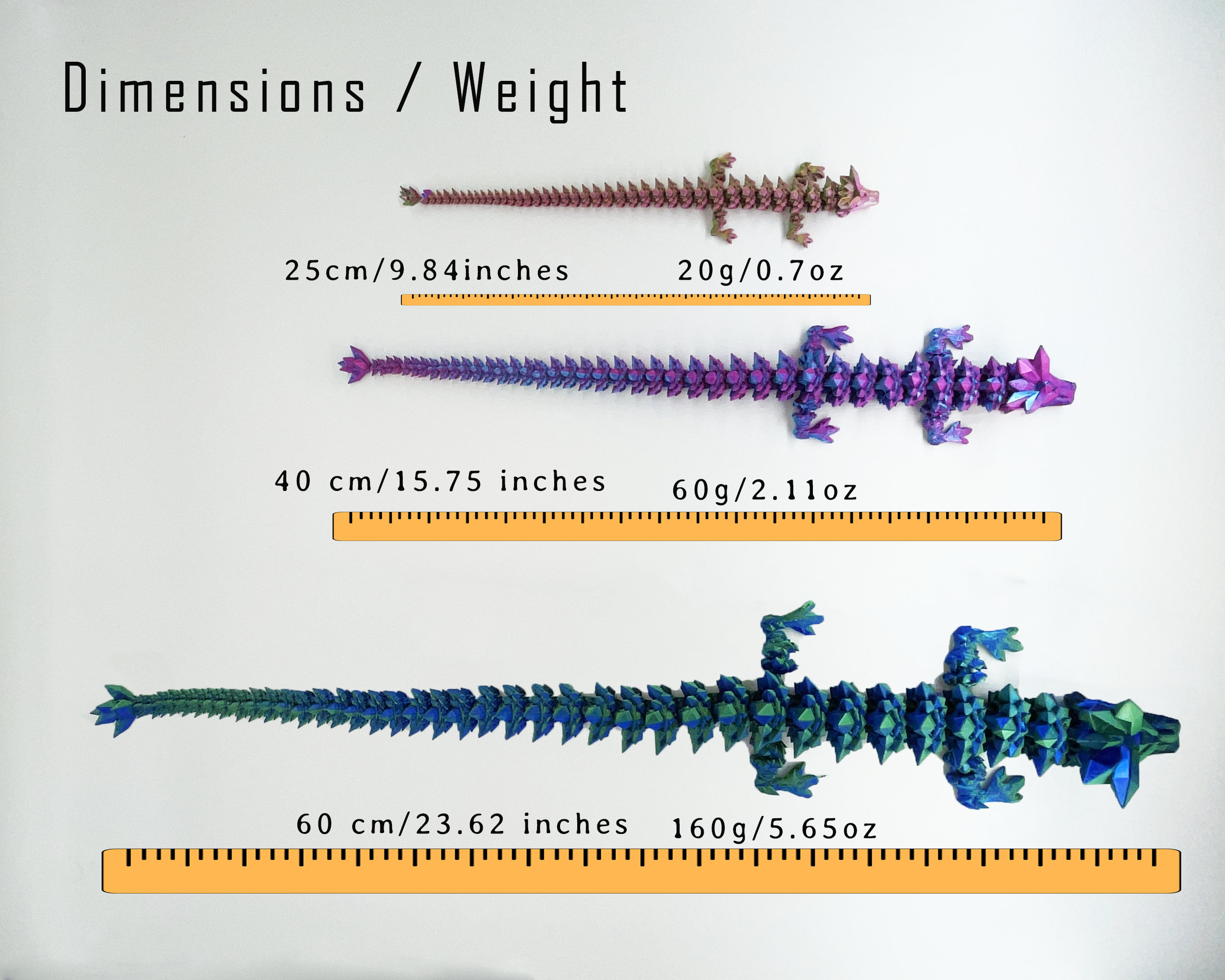 Dragon-articulated Crystal Dragon-3d Printed Sensory Stress Fidget ...