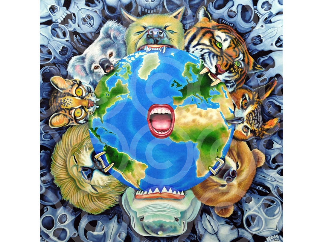 World Hunger Original Oil Painting on Stretched Canvas With Wooden ...