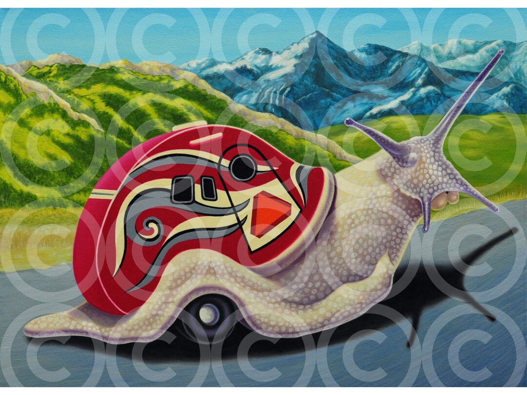 Moving at A Snail's Pace Original Oil Painting, Animal Surrealism Wall ...