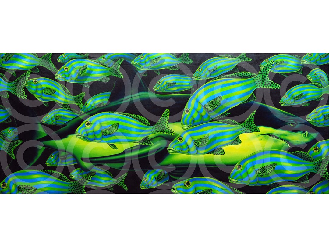 Shark Amongst Us Original Oil Painting, Animal Surrealism Wall Art, One ...