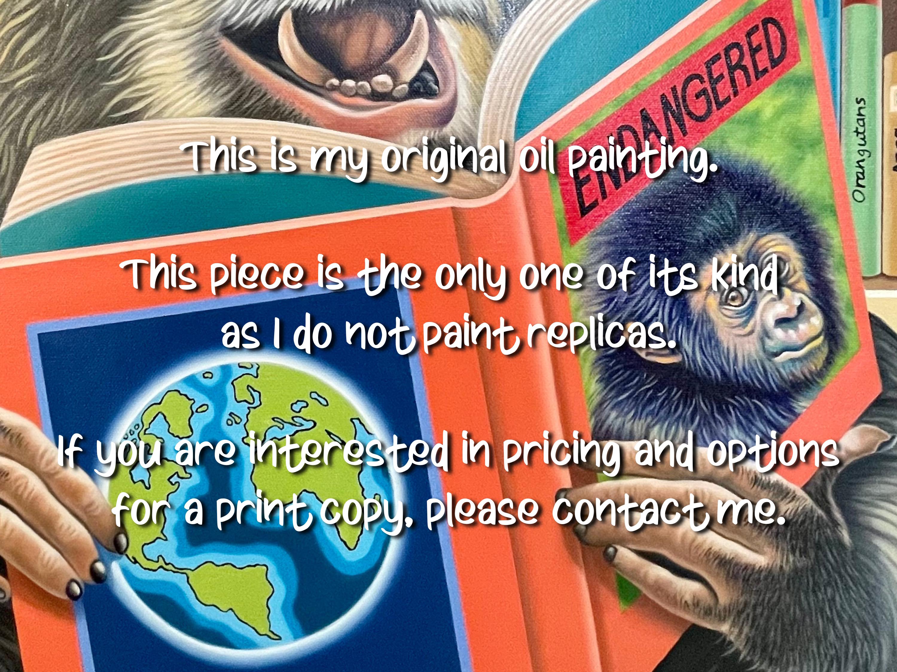Endangered World Original Oil Painting, Animal Surrealism Wall Art, One ...