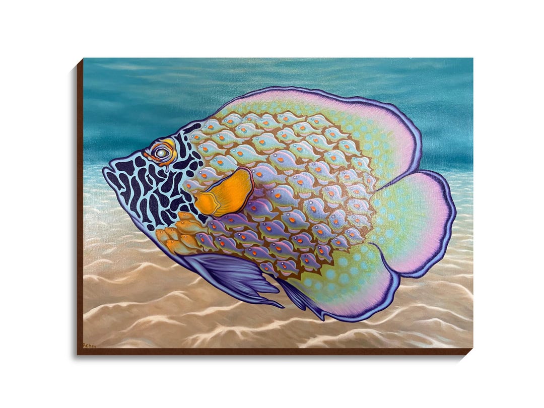 Fish Scales Original Oil Painting, Animal Surrealism Wall Art, One of a ...