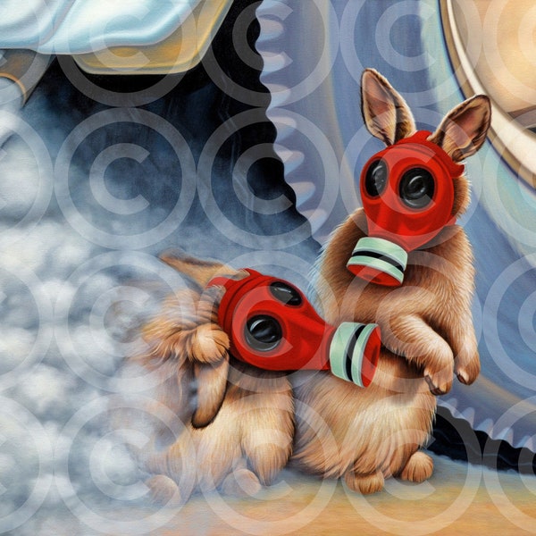 Wooden Rabbits Painting - Etsy