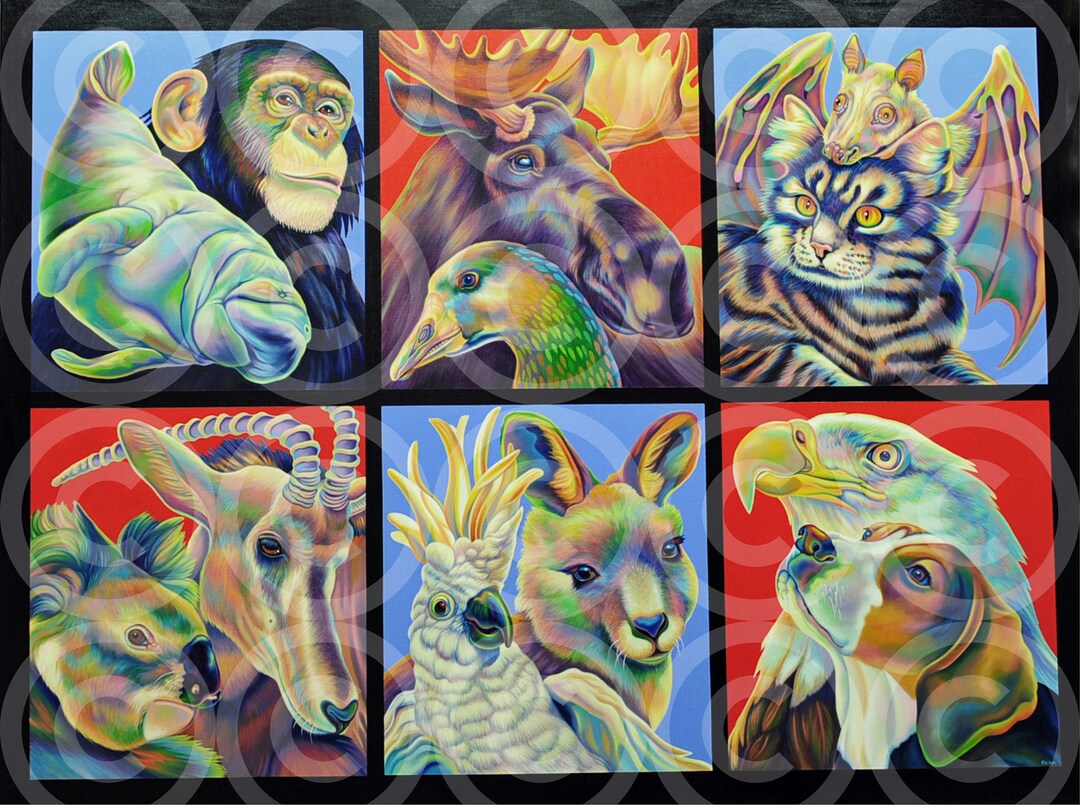 Rhyming Animal Portraits (right) Original Oil Painting, Animal ...