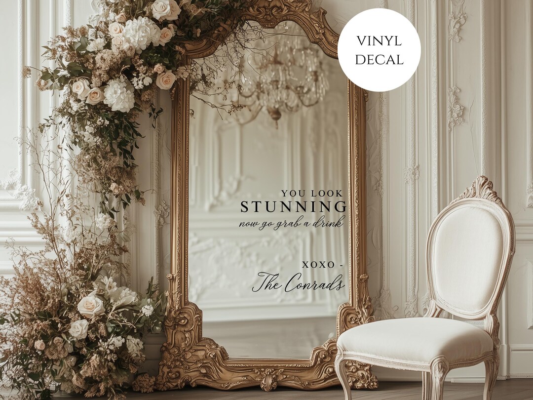 Vinyl Mirror Decal, Wedding Mirror Sticker, Custom Mirror, Diy Wedding ...