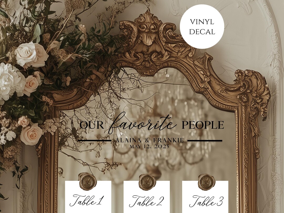 Vinyl Mirror Decal, Seating Chart Decal ,wedding Mirror Sticker, Custom ...