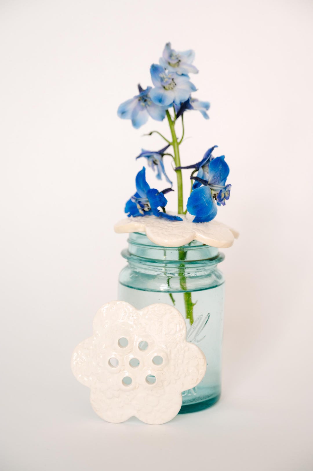 Handmade Ceramic Flower Frog Insert for Mason Jars – Rustic Floral ...