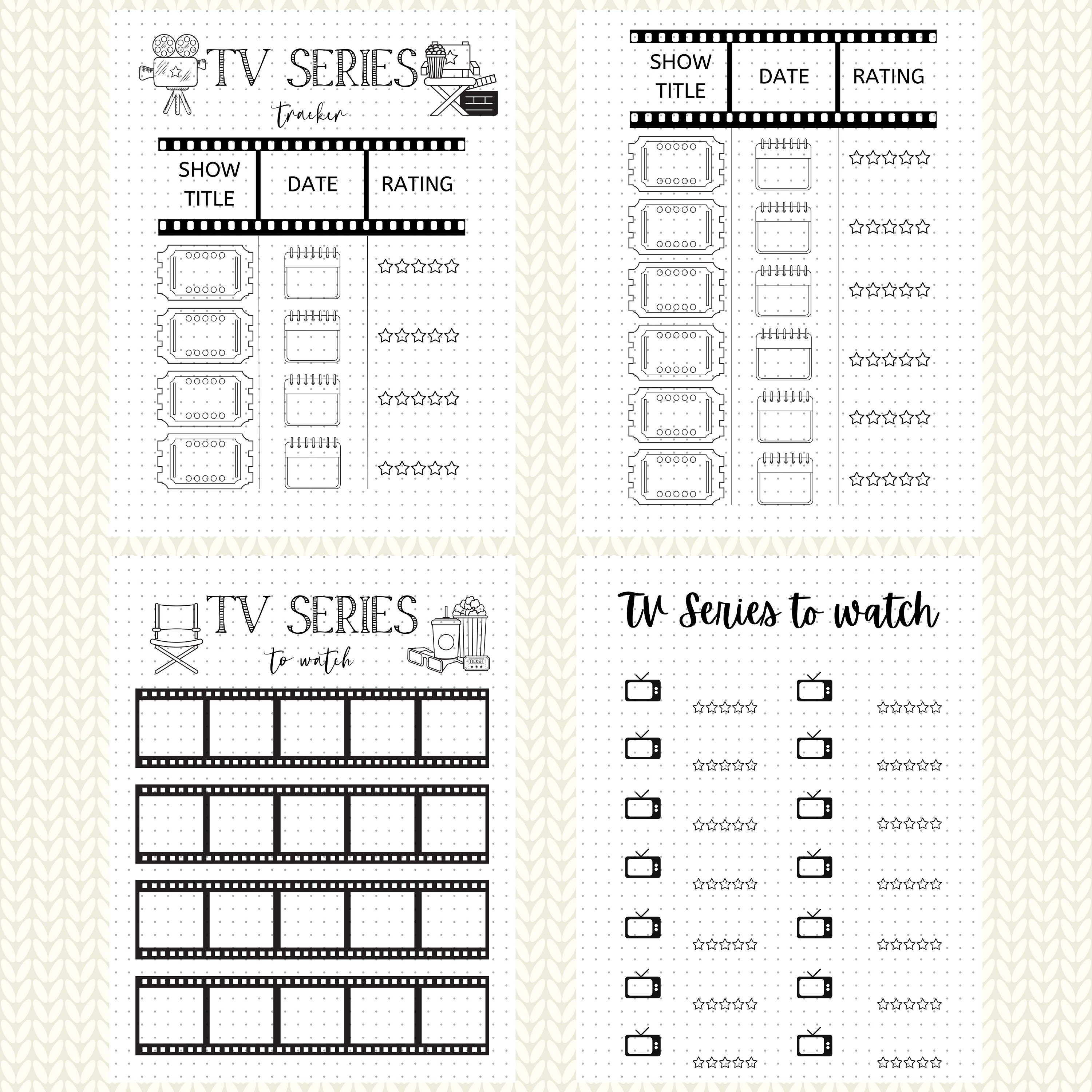 Series to Watch Bullet Journal Page Printable, Serie Tracker Printable ...