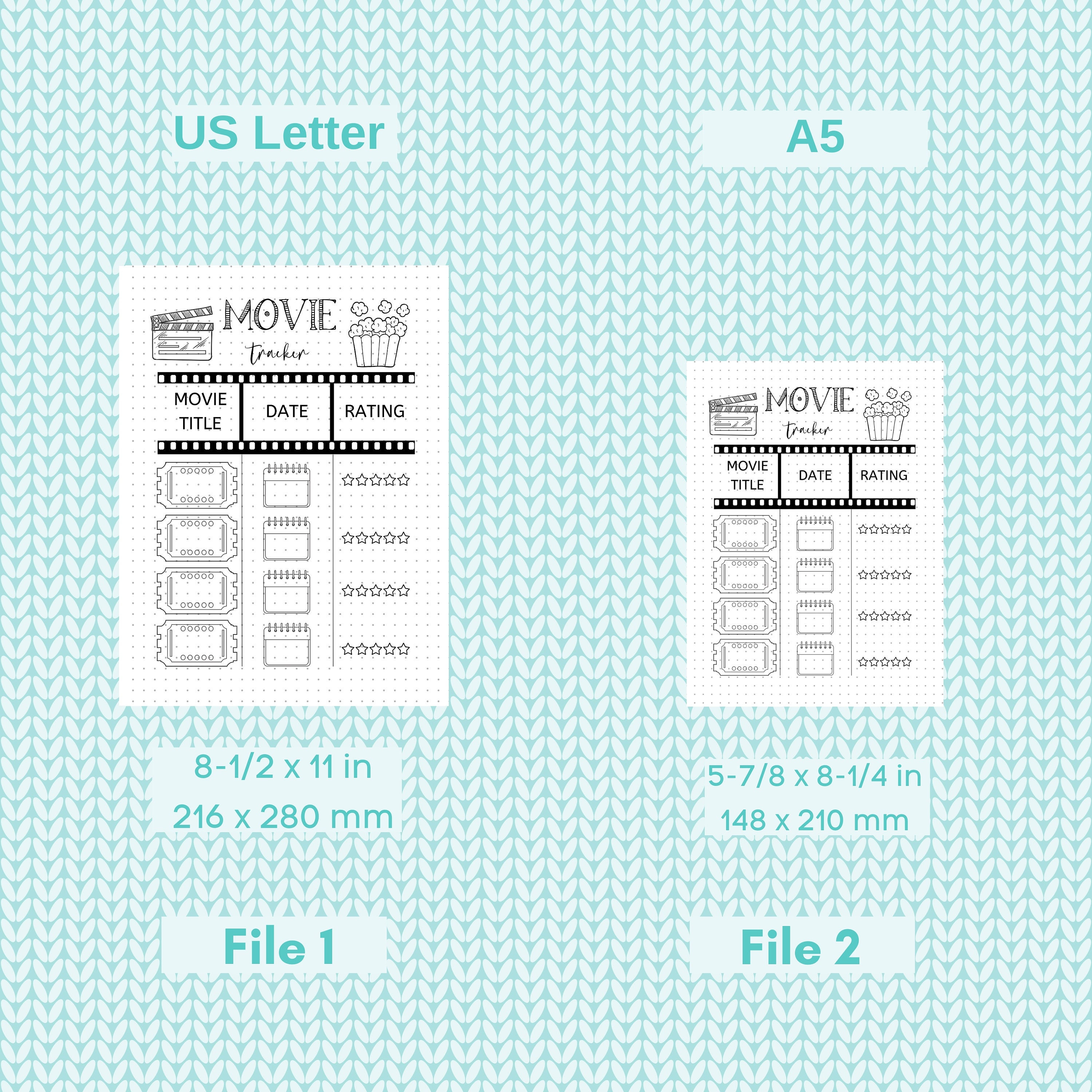 Movie to Watch Bullet Journal Page Printable, Movie Watching Journal ...