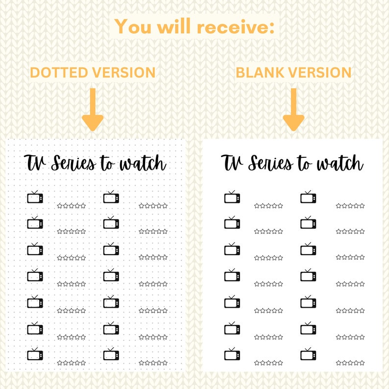 Series to Watch Bullet Journal Page Printable, Serie Tracker Printable ...
