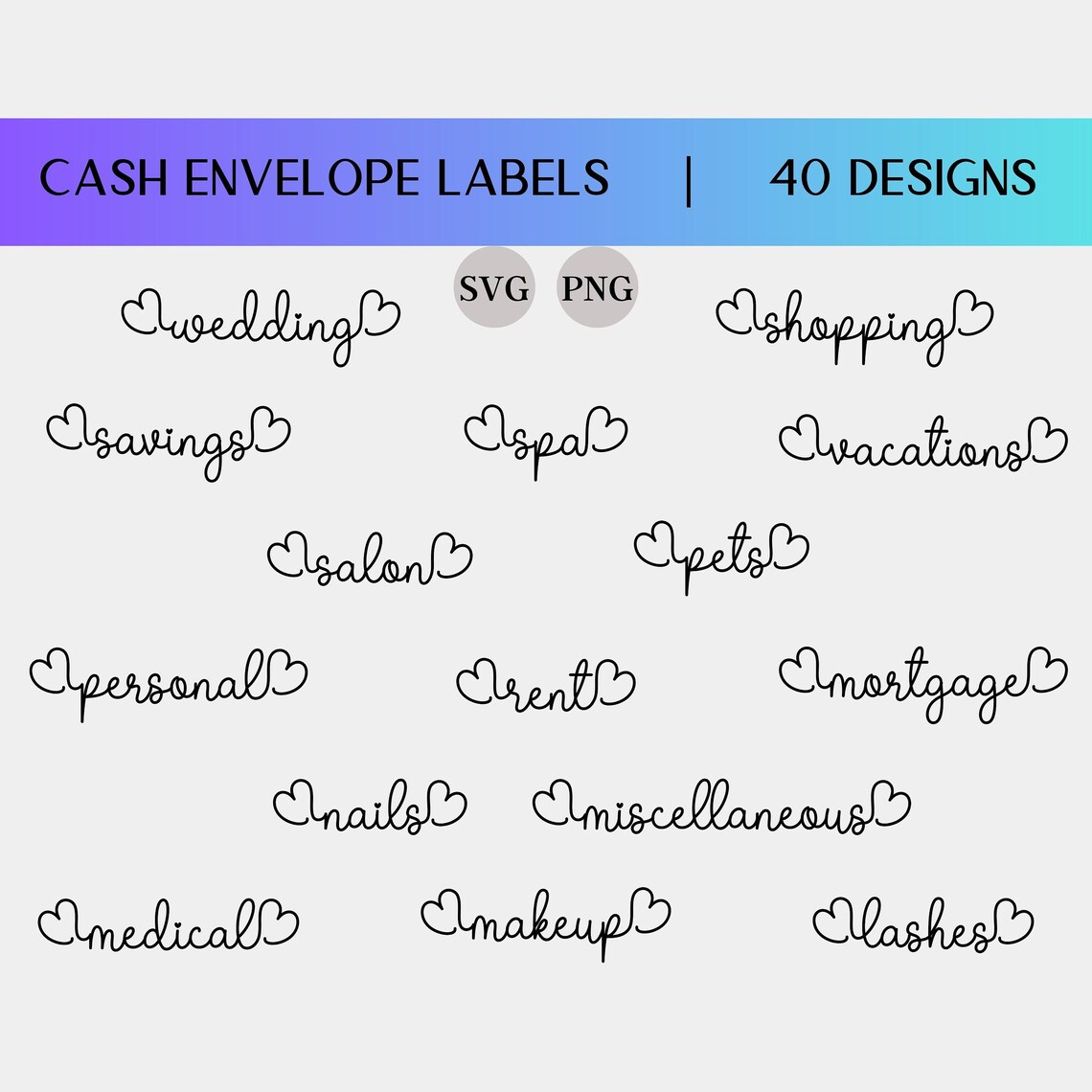 Cash Envelope Labels Svg Budget Binder Svg Cash Budgeting Png Cash ...
