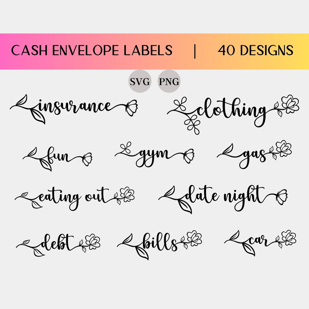 Cash Envelope Labels Svg Budget Binder Svg Cash Budgeting Png Cash ...