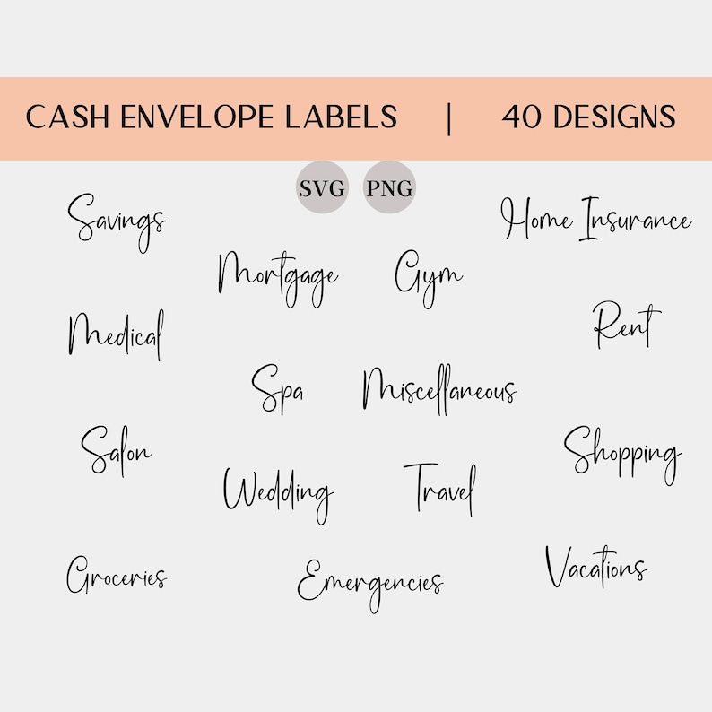 Cash Envelope Labels Svg Budget Binder Svg Cash Budgeting Png Cash ...