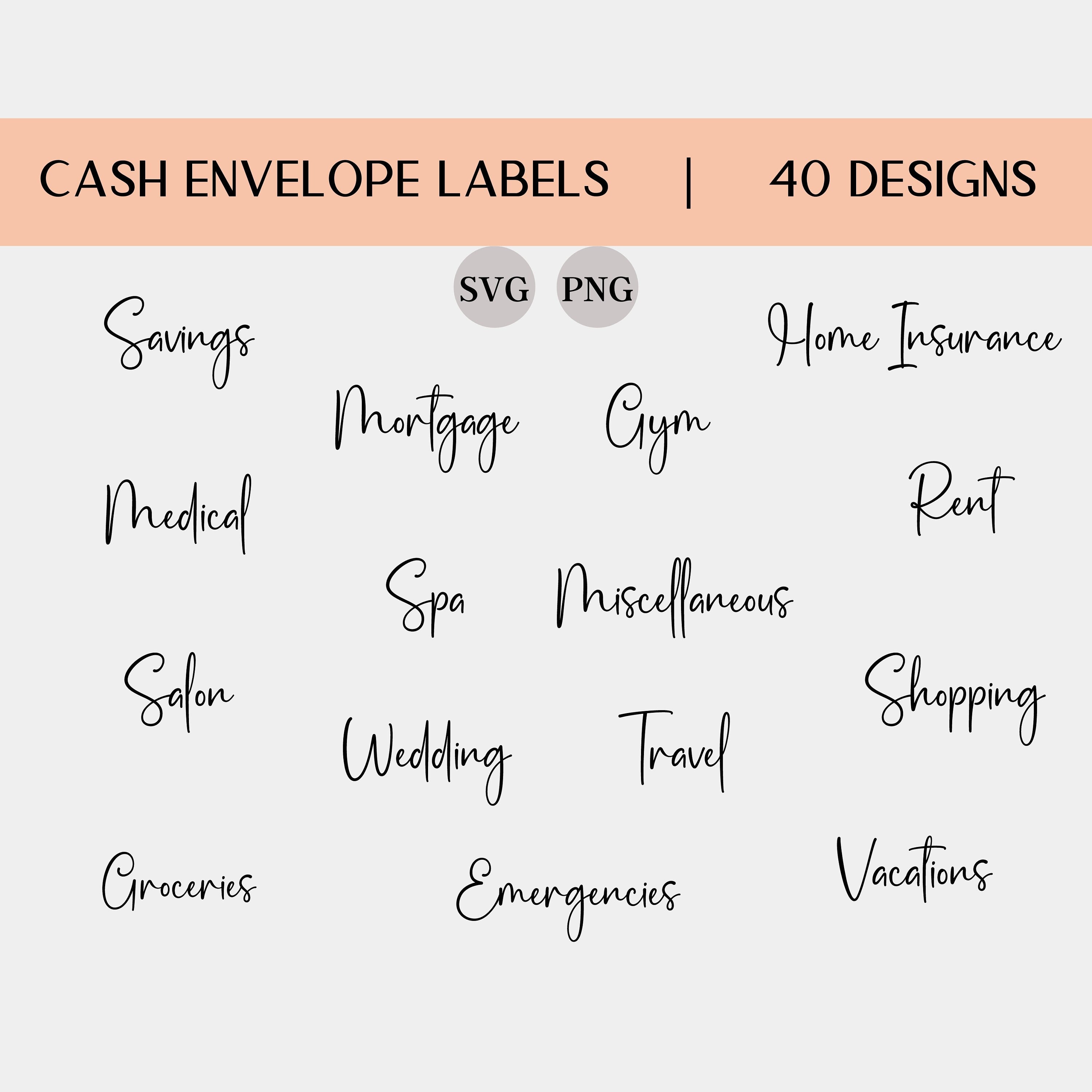 Cash Envelope Labels Svg Budget Binder Svg Cash Budgeting Png Cash ...