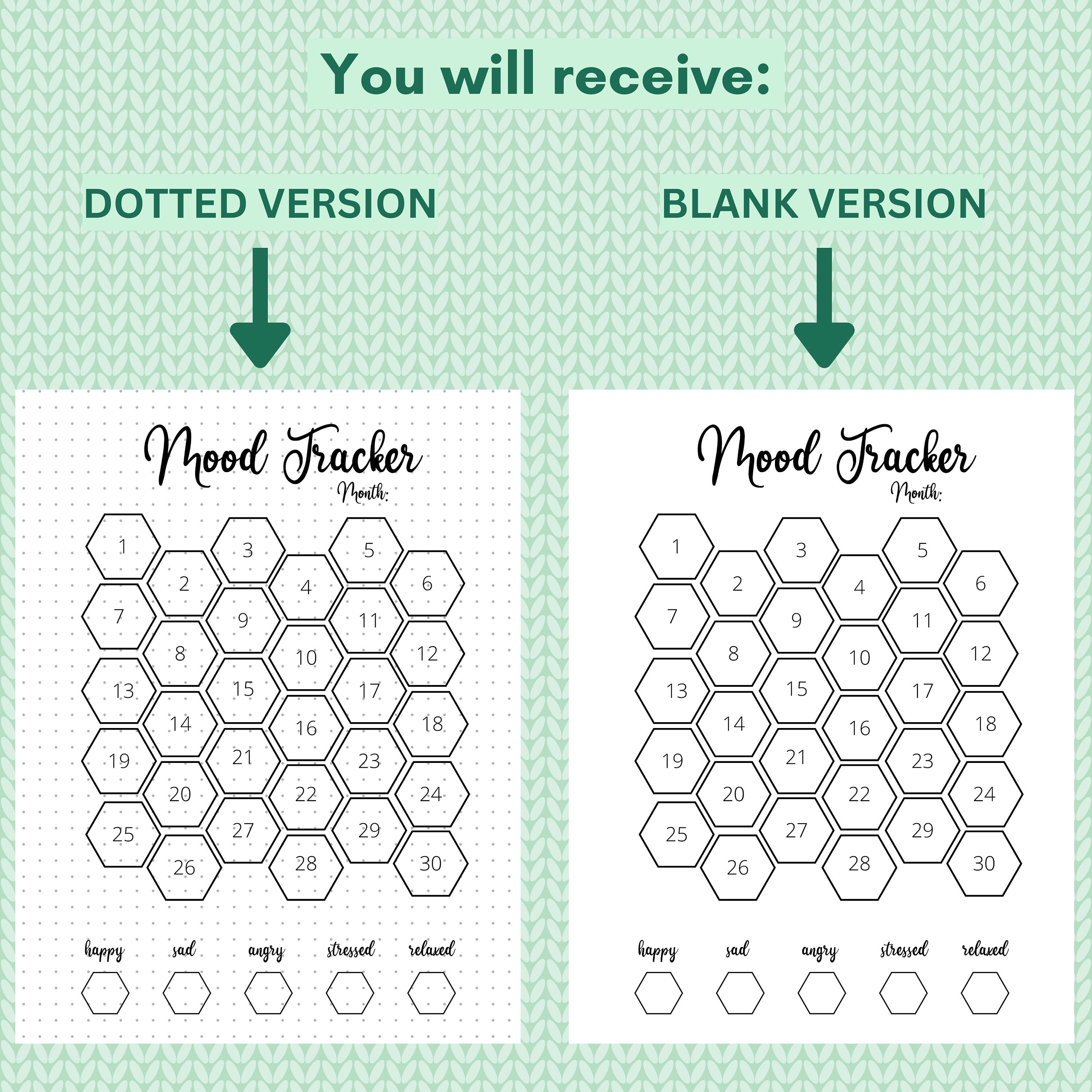 Daily Mood Tracker, Monthly Tracker, Journal Template, Monthly Mood ...