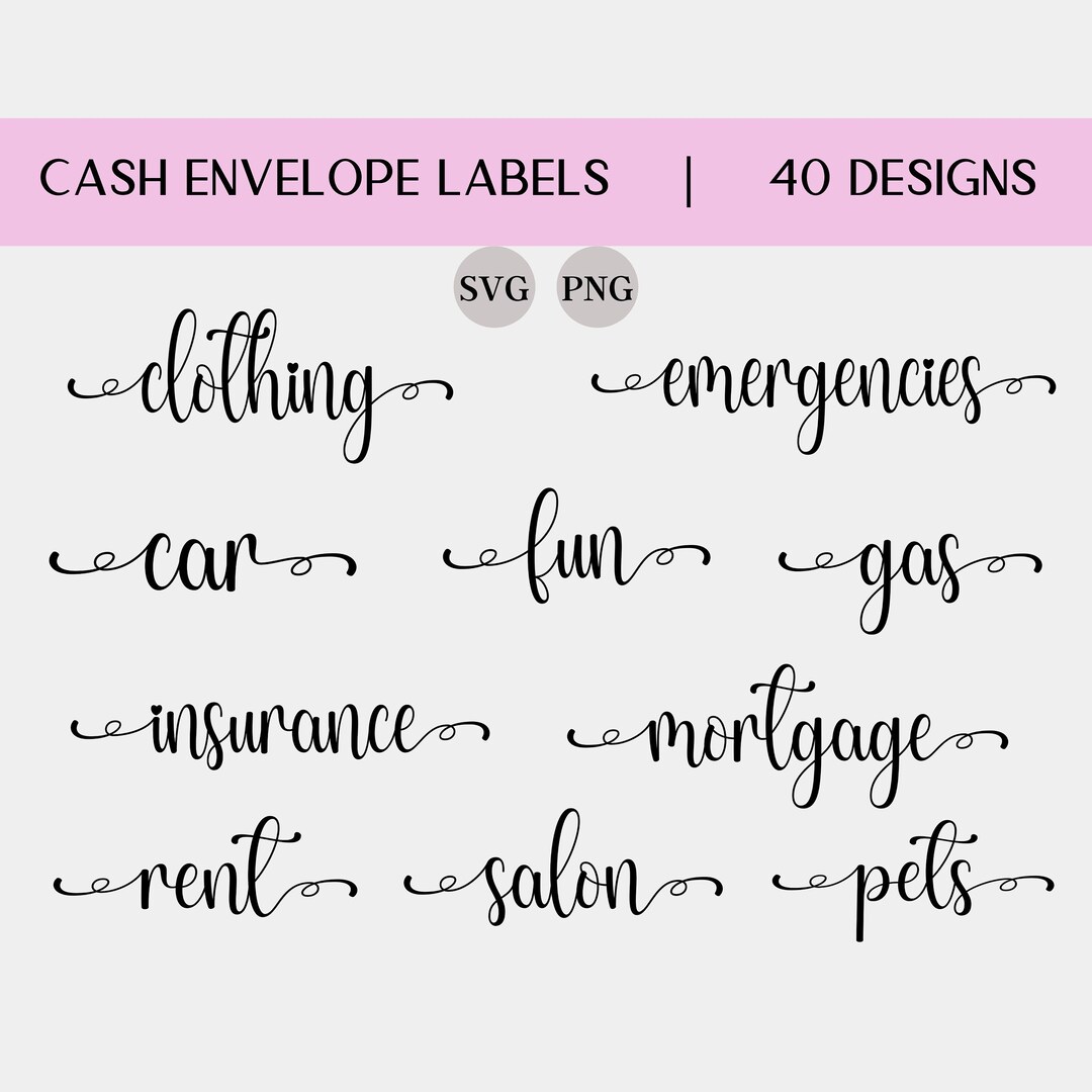 Cash Envelope Labels Svg Budget Envelope Svg Cash Budgeting Png Cash ...