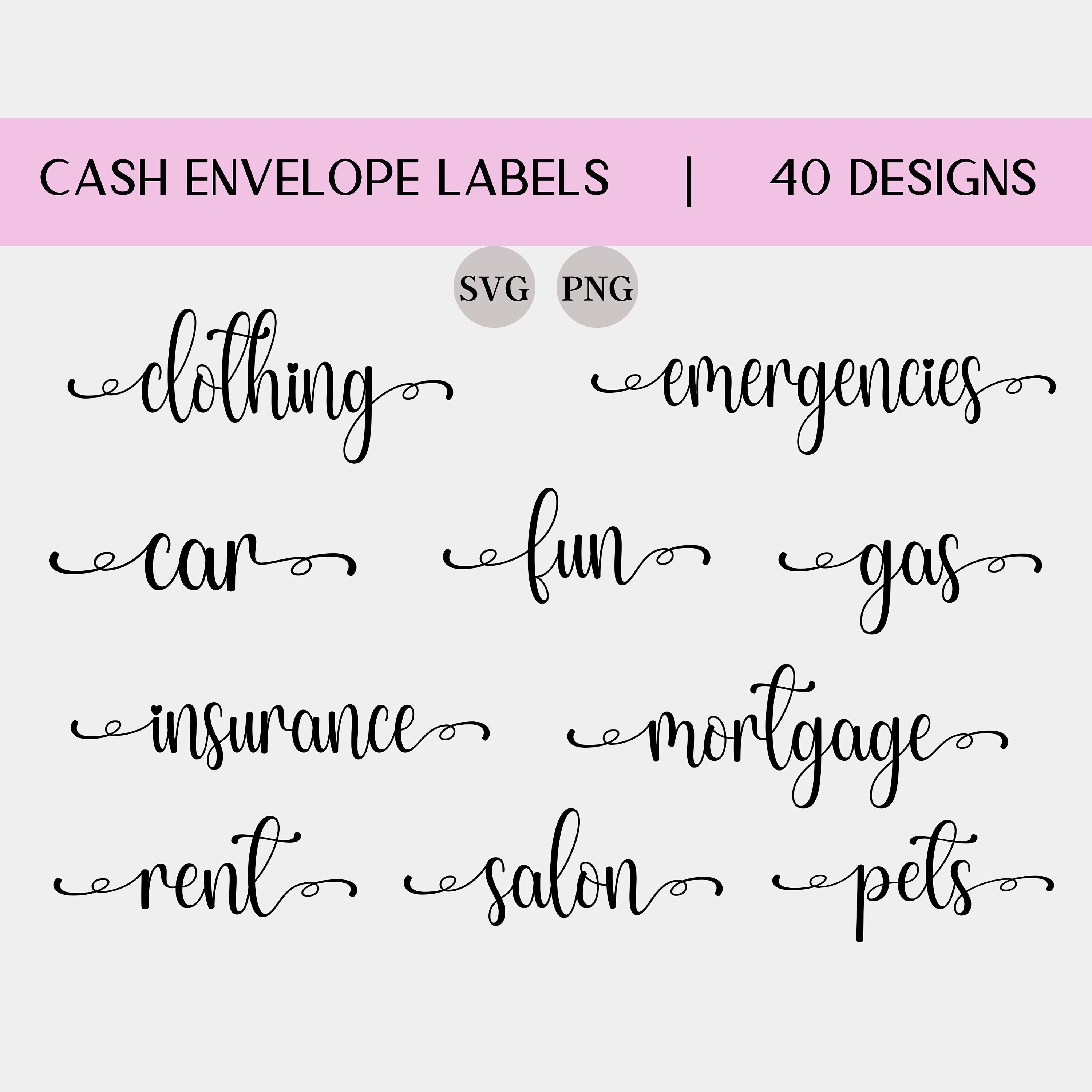 Cash Envelope Labels Svg Budget Envelope Svg Cash Budgeting Png Cash ...
