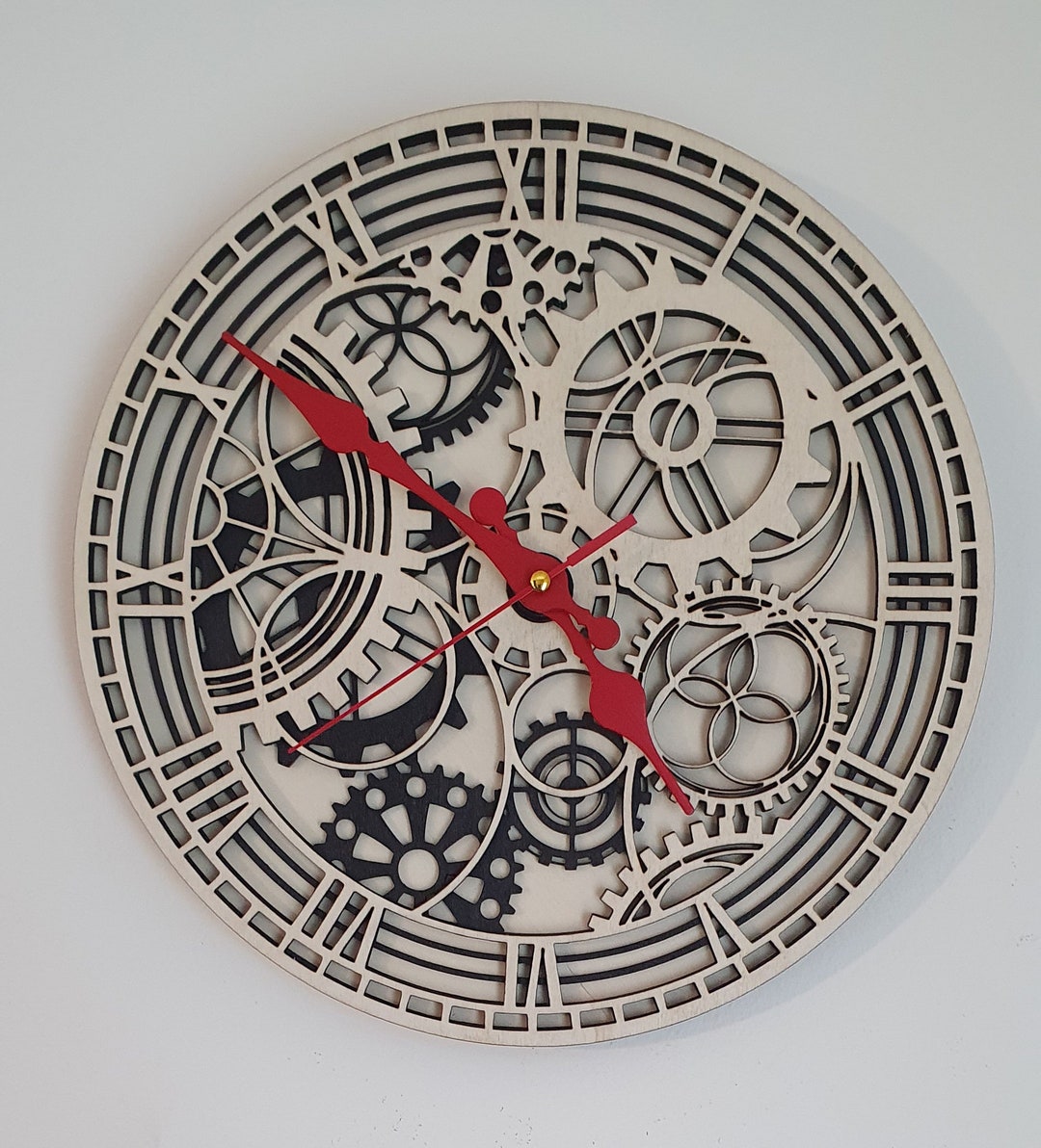 Gear Laser Cut Wall Clock File With Layers and Gears. Layer Option-1 ...