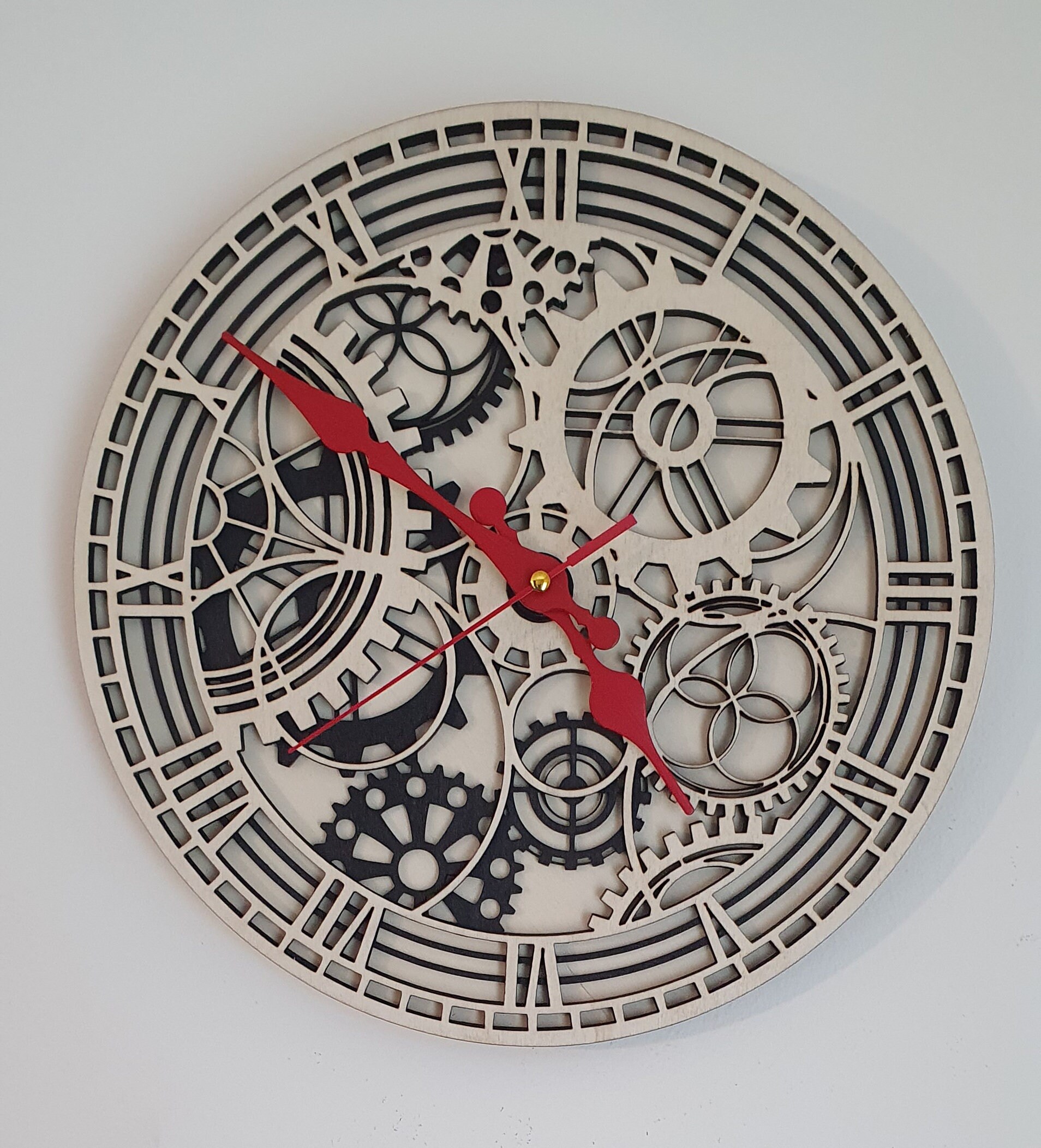Gear Laser Cut Wall Clock File With Layers and Gears. Layer Option-1 ...