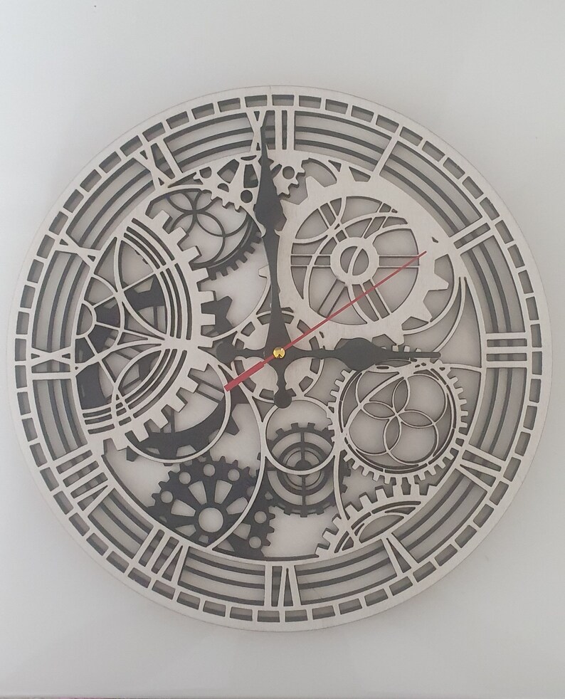 Gear Laser Cut Wall Clock File With Layers and Gears. Layer Option-1 ...