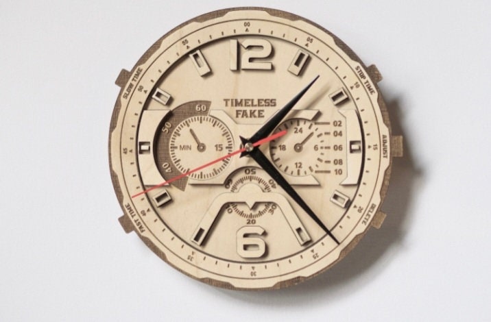 Laser Cut Chronograph as a Wall Clock 2D and 3D multilayer - Etsy