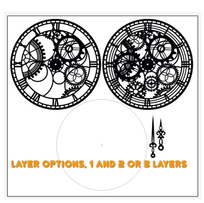Gear Laser Cut Wall Clock File With Layers and Gears. Layer Option-1 ...