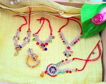 Laddu Gopal Ornaments Jewellery kangan Kanha Ji Jewellery Set Thakur Ji Traditional gift set Bal Gopal Shringar Pack Of 5