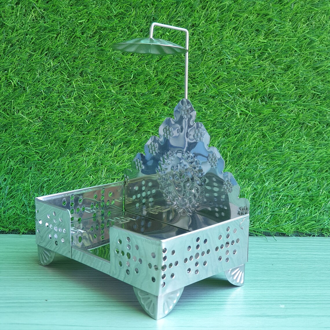 Handcrafted Stainless Steel Metal Singhasan for Laddu Gopal Singhasan ...