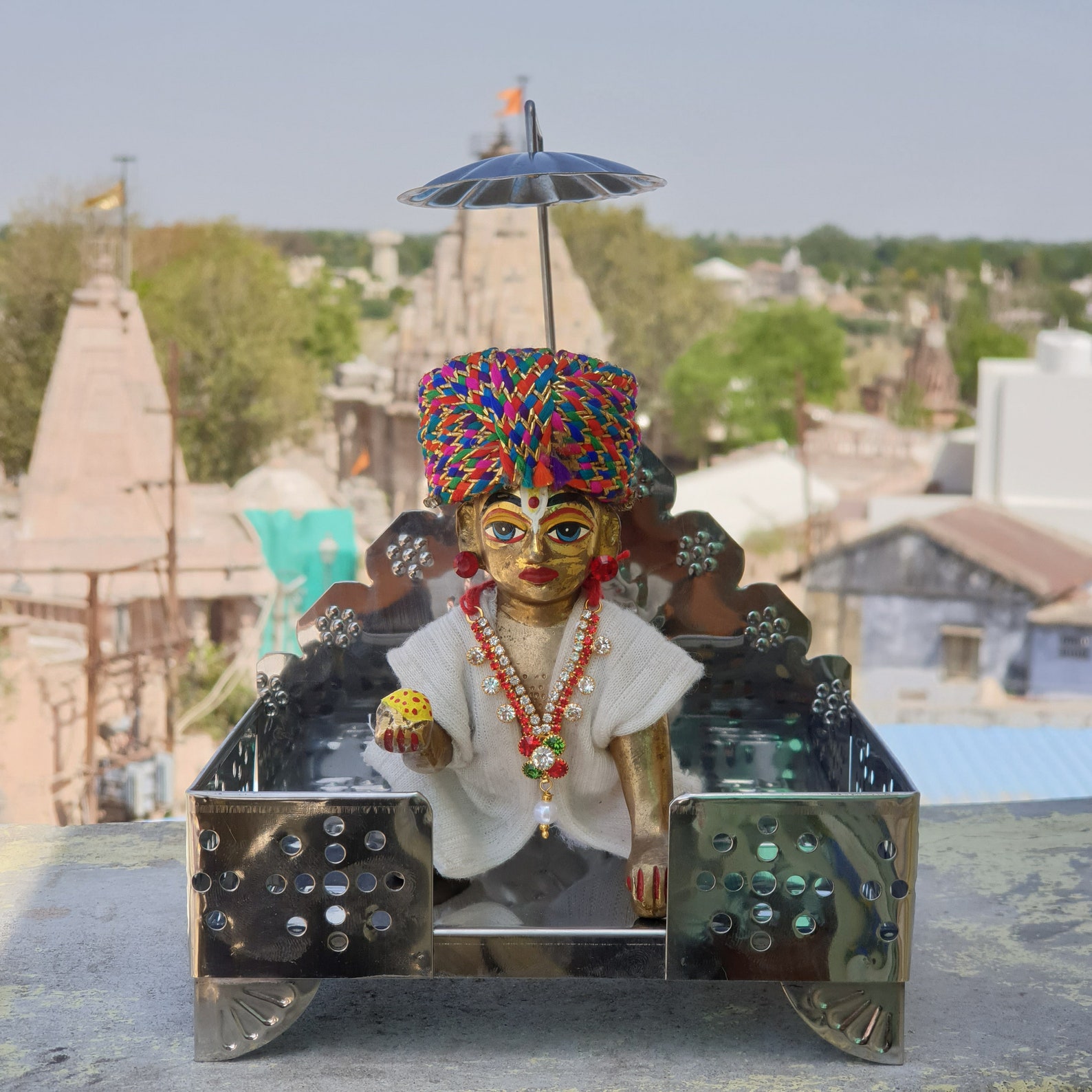 Handcrafted Stainless Steel Metal Singhasan for Laddu Gopal Singhasan ...
