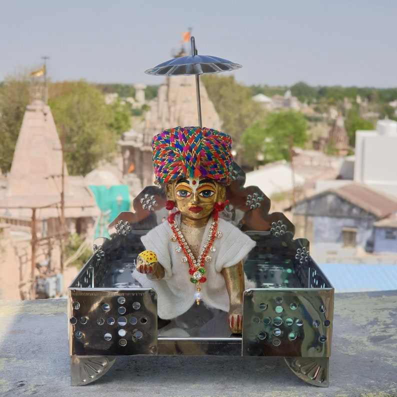 Handcrafted Stainless Steel Metal Singhasan for Laddu Gopal Singhasan ...