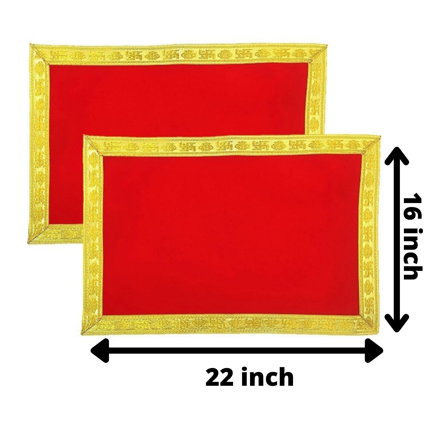 Red Velvet Pooja Aasan Mats Size 16 X 22 Inch Chowki Aasan Kapda Pooja ...
