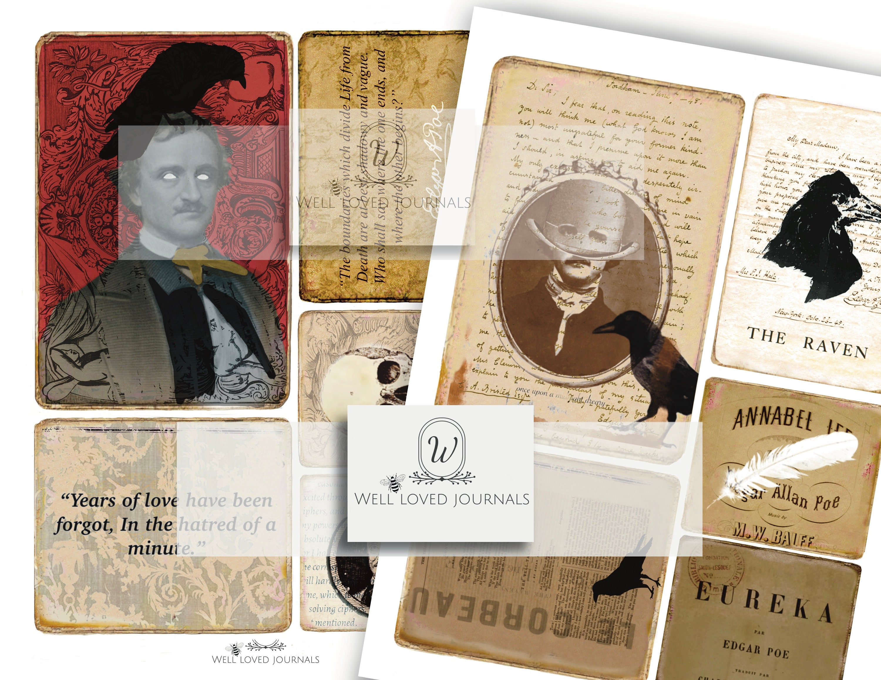 19 Pages | EDGAR ALLAN POE Expanded Add on Kit | Ephemera | Gothic ...