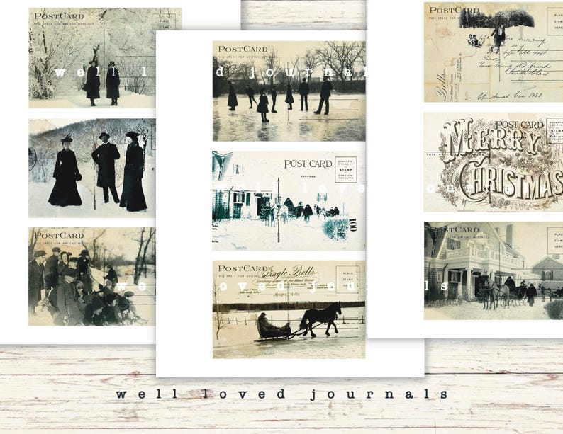 21 Winter Wonderland Postcards 01 | Vintage Christmas | Snowy Scenes ...