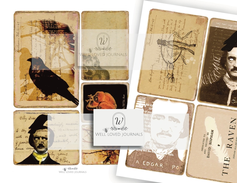 19 Pages | EDGAR ALLAN POE Expanded Add on Kit | Ephemera | Gothic ...