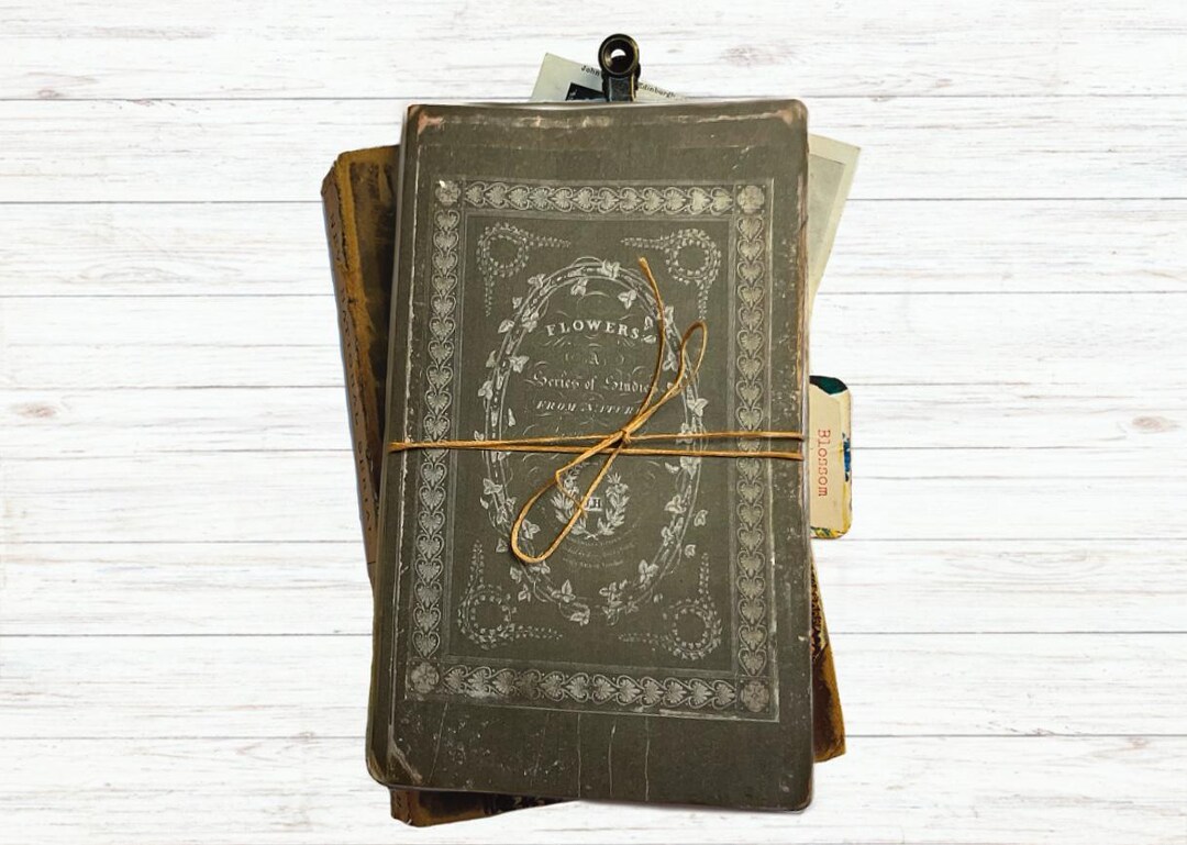 Old Style Notebook, Vintage Book, Flowers, 2 Sizes, for Junk Journaling ...