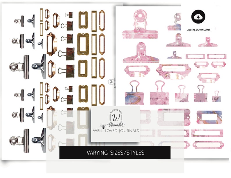BULLDOG CLIP TABS and Label Holders Digital Kit, Office Ephemera ...