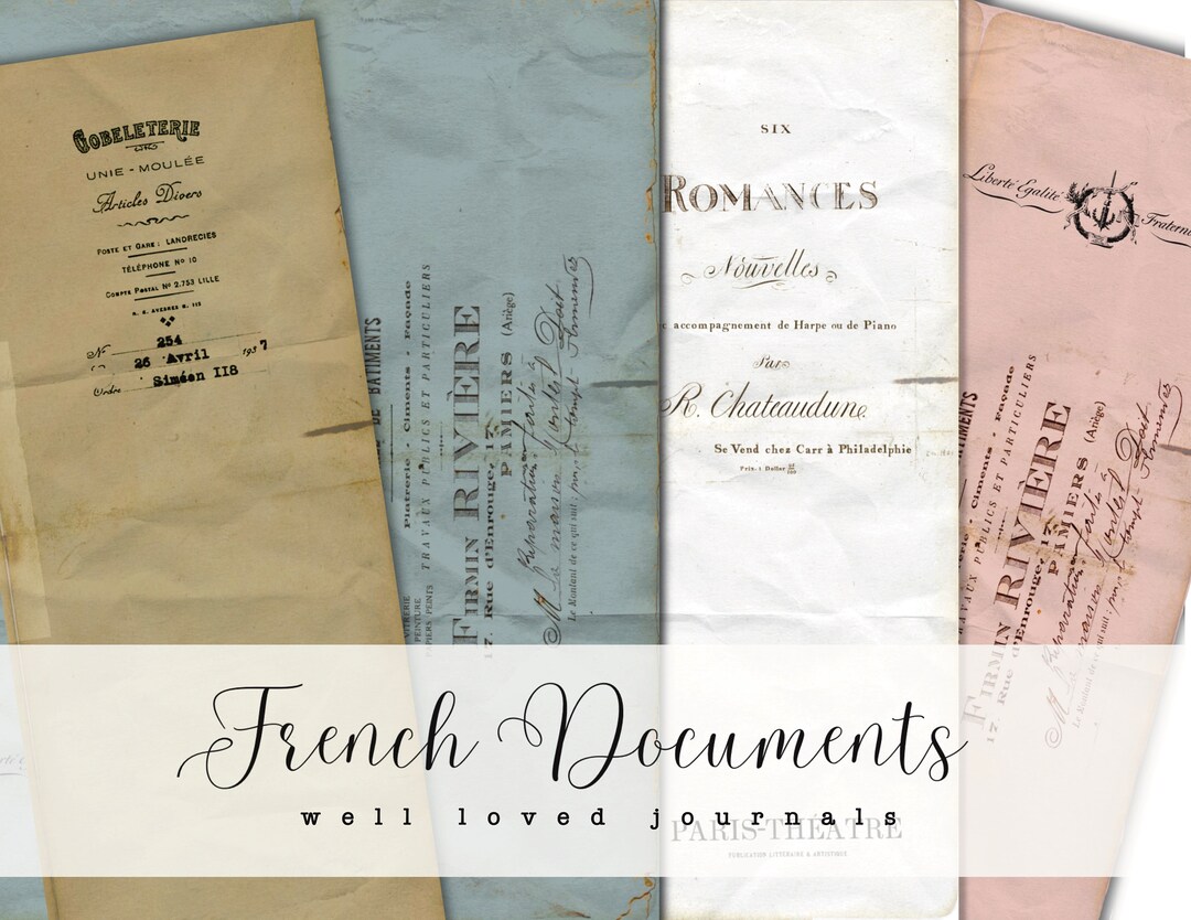 10 Tall French Documents - French Antique Papers - Digital Printables ...
