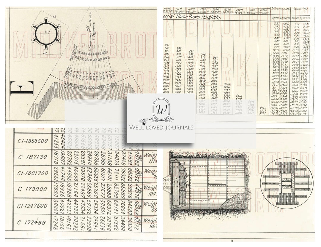 Engineering Drawings Kit 01, 10 Sheets of Junk Journal Papers - Etsy