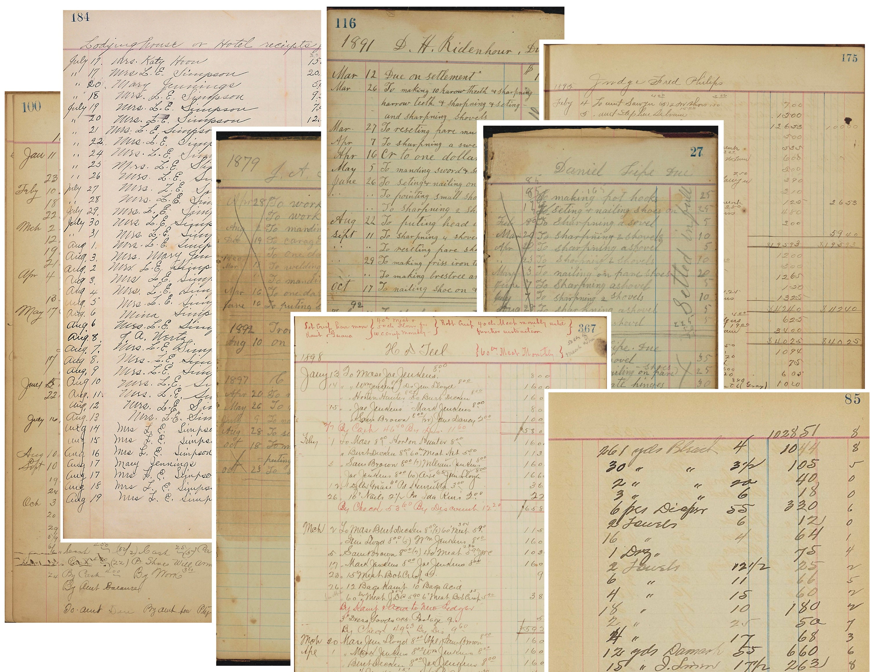 24 Vintage Ledgers | 1 Blue Floral Paper | Ledgers From 1800’s - 1900’s ...
