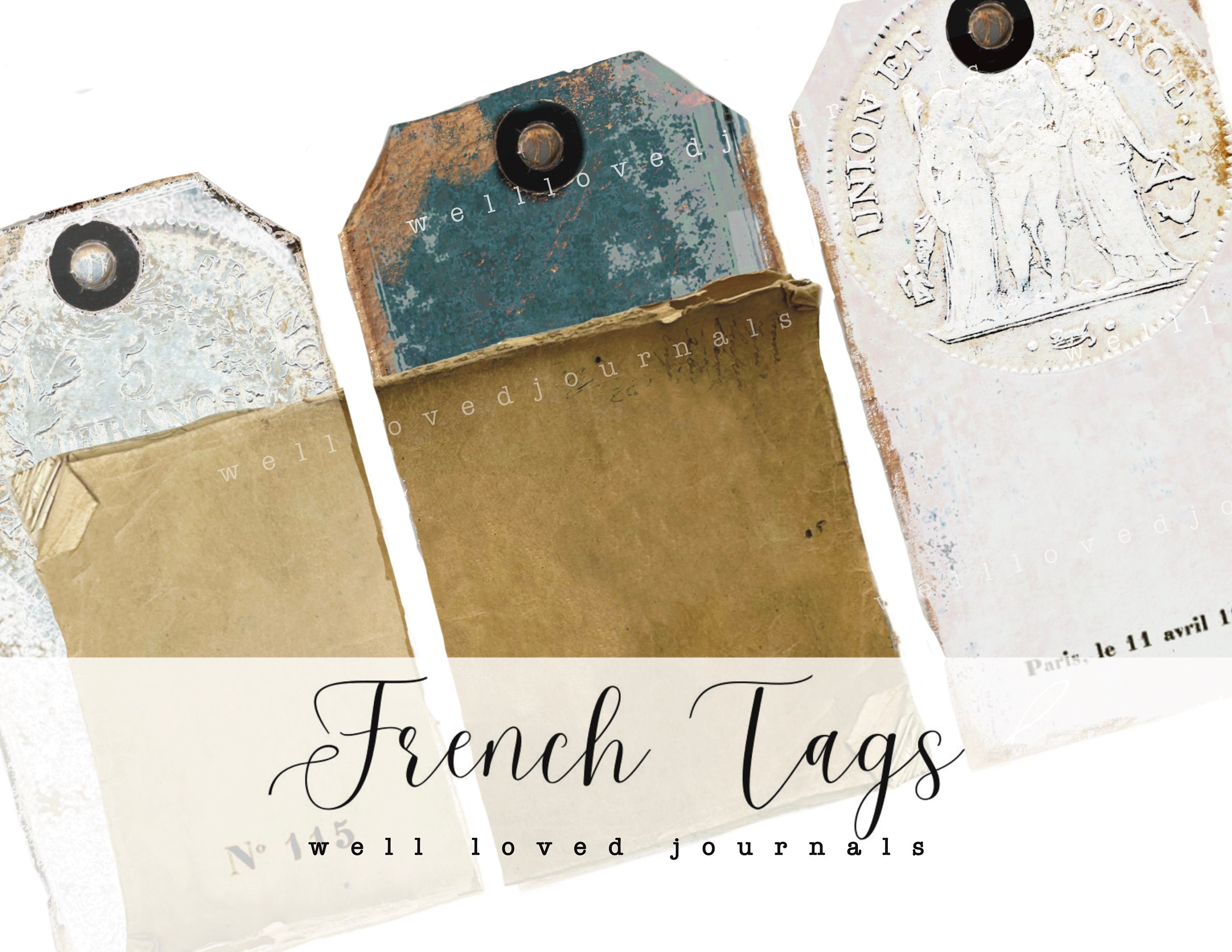 French Tags 01 - 18 Tags, Junk Journaling, Digital Download - Etsy