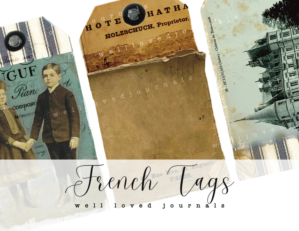 French Tags 01 | 18 Tags | Junk Journaling | Digital Download - Etsy