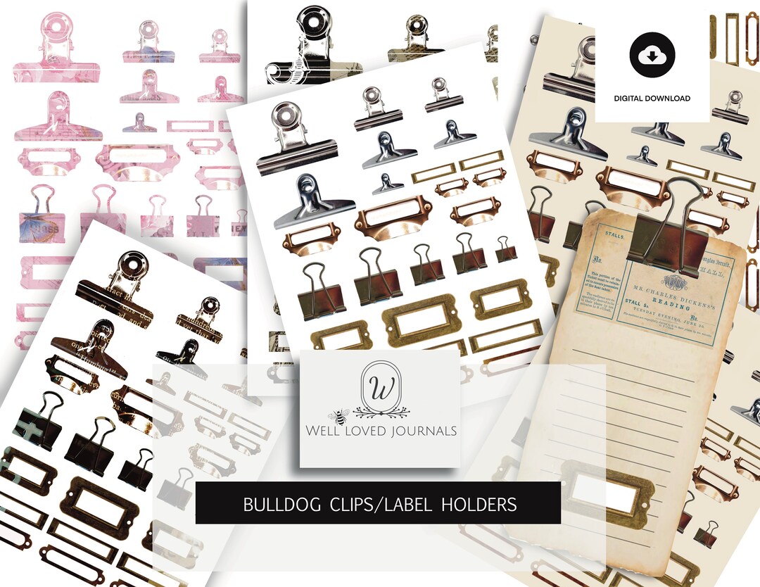 BULLDOG CLIP TABS and Label Holders Digital Kit, Office Ephemera ...