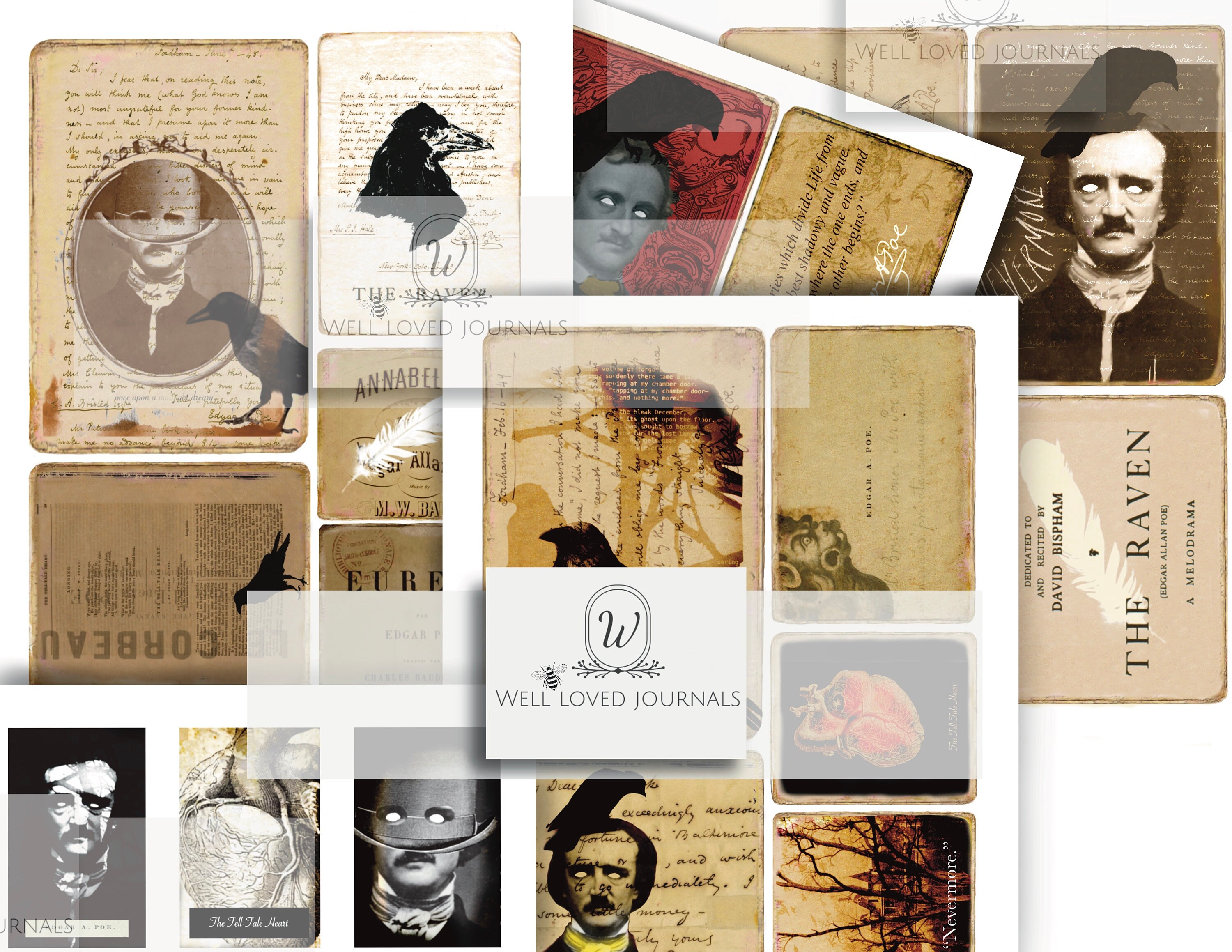 19 Pages | EDGAR ALLAN POE Expanded Add on Kit | Ephemera | Gothic ...
