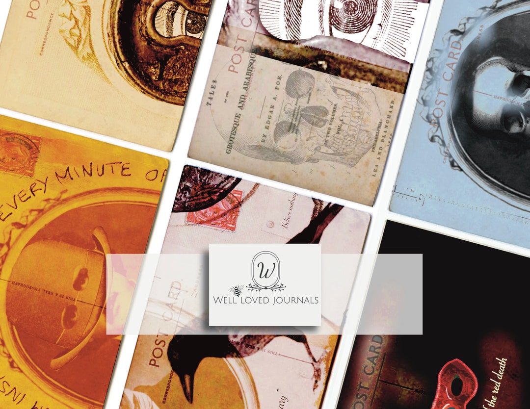 Postcards, GOTHIC, EDGAR ALLAN Poe, Halloween, Junk Journalling ...
