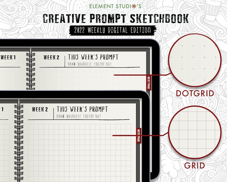 Weekly Digital Sketchbook for iPad Goodnotes Notability Samsung With 52 ...