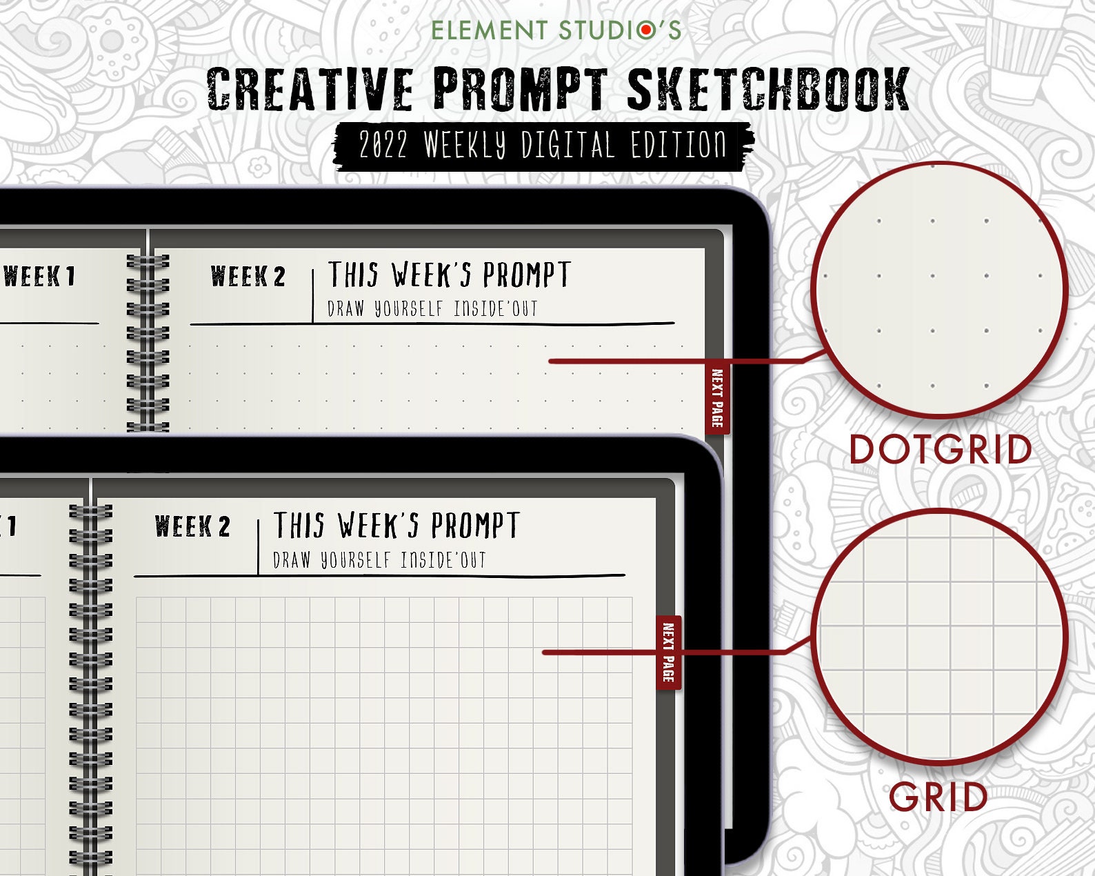 Weekly Digital Sketchbook for iPad Goodnotes Notability Samsung With 52 ...