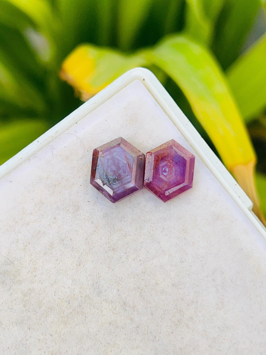 Ruby Matrix Sheen Sapphire Gemstone Pair: Faceted Step Cut, 9x6 Mm - Etsy