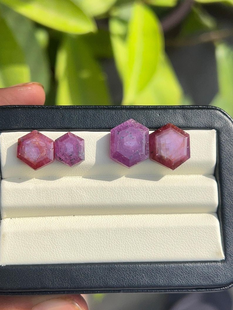 Ruby Matrix Sheen Sapphire Gemstone Pair: Faceted Step Cut, Pendant ...