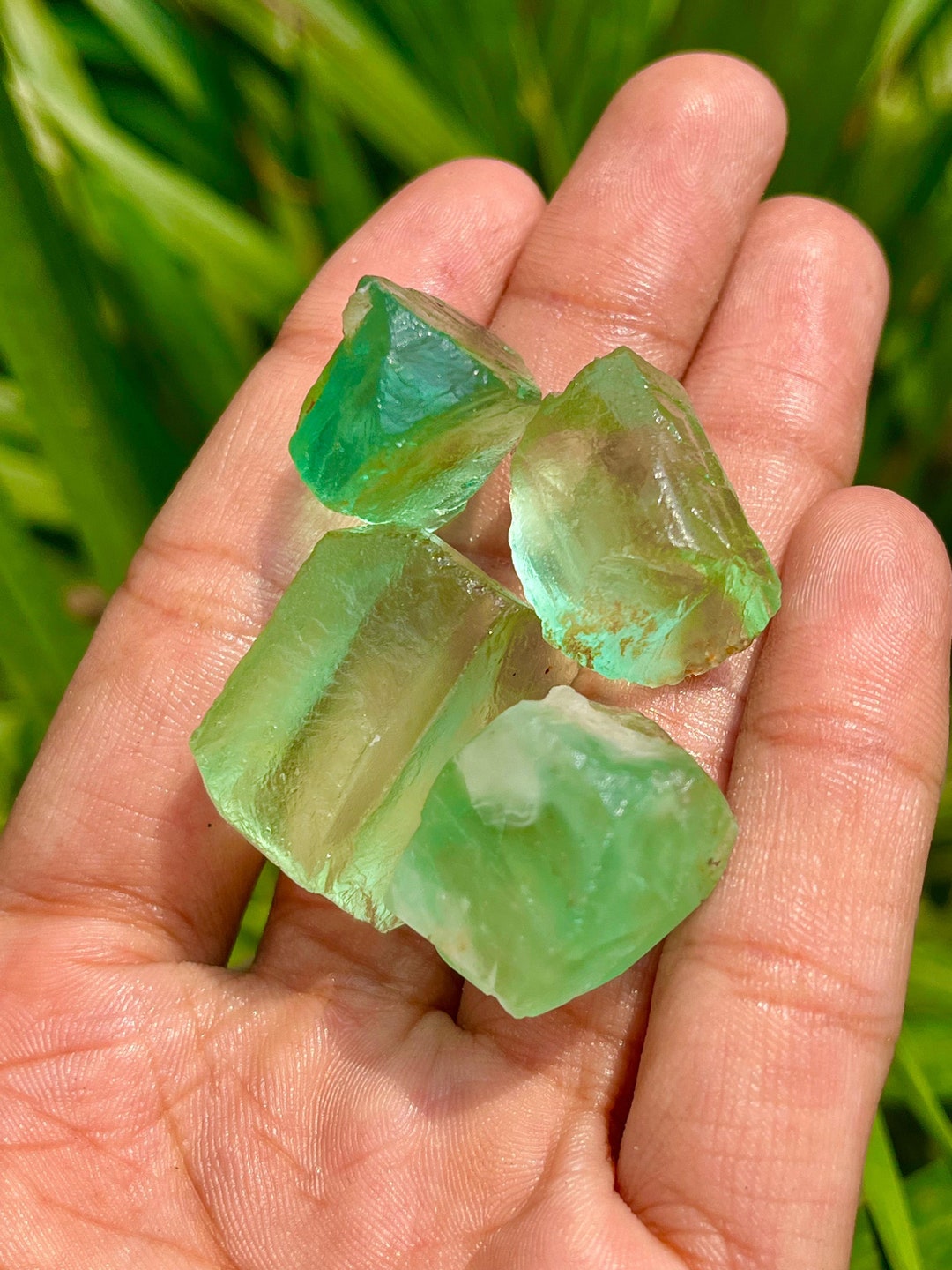 Raw Lime Green Fluorite Stone: Rough Crystal, Spiritual Decor (4pcs) - Etsy